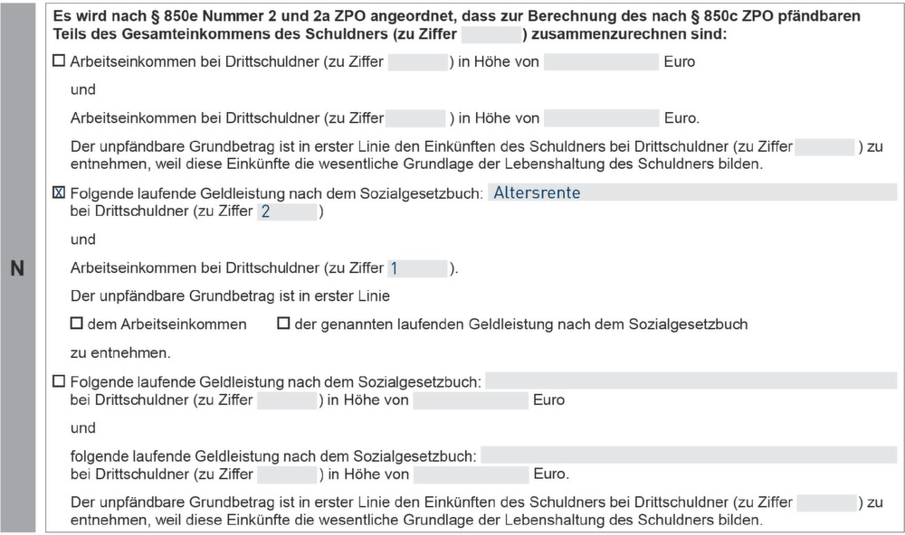 Zwangsvollstreckungsformulare | Addition Arbeitseinkommen und ...
